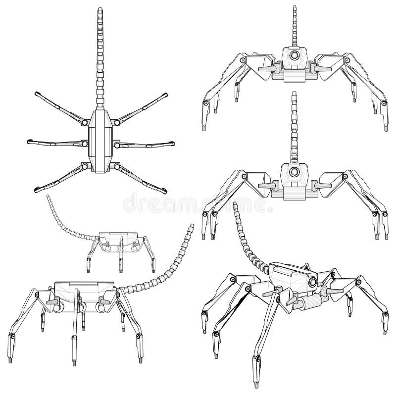 Spider Robot Android Vector. Illustration Isolated on White Background ...