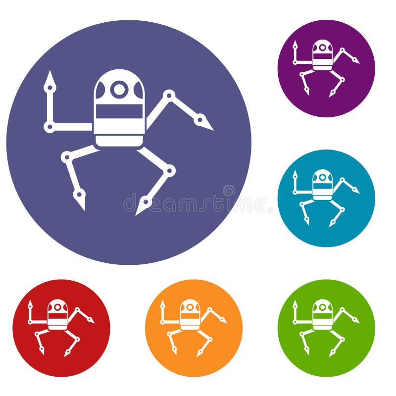 Spider robot icons set stock vector. Illustration of metal - 95787598