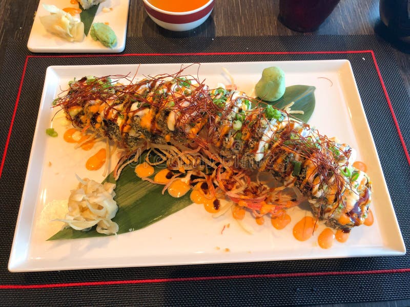 Spider Roll Japanese Food Made From Deep Fried Crab Meat, Egg, Avocado, Cucumber Inside. Stock ...