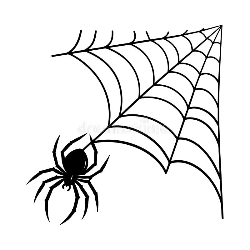 Hanging Spider Silhouette on String in Bold Black Style, Single Clear ...