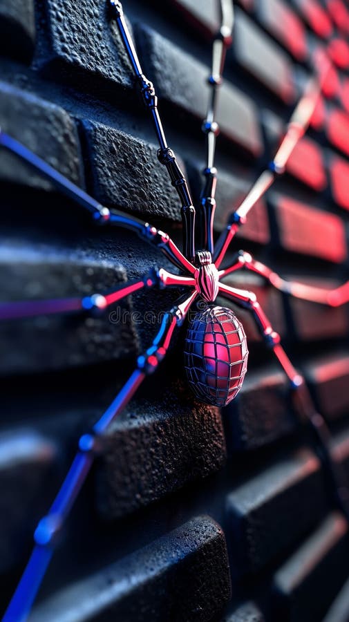 A Spider that is Sitting on Top of a Brick Wall Stock Illustration ...