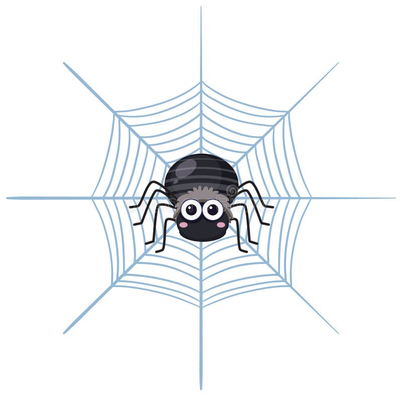 Spider on Spiderweb Isolated Cartoon Stock Vector - Illustration of ...