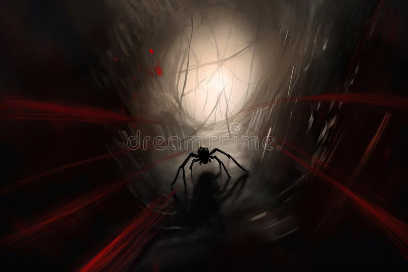 A Spider Spinning a Delicate Web between Two Beams, Generative AI Stock ...