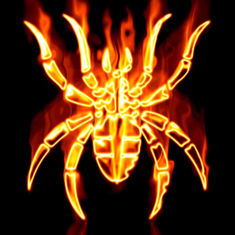 Spider surrounded by fire stock illustration. Illustration of concept ...