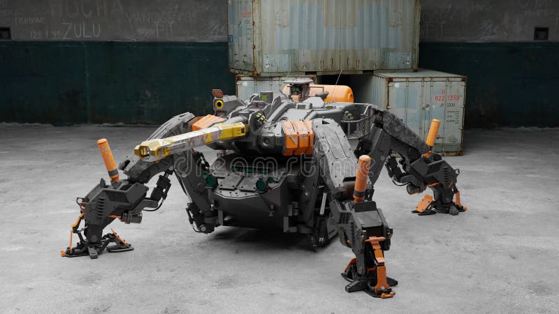 Spider Tank robot stock illustration. Illustration of future - 260355976
