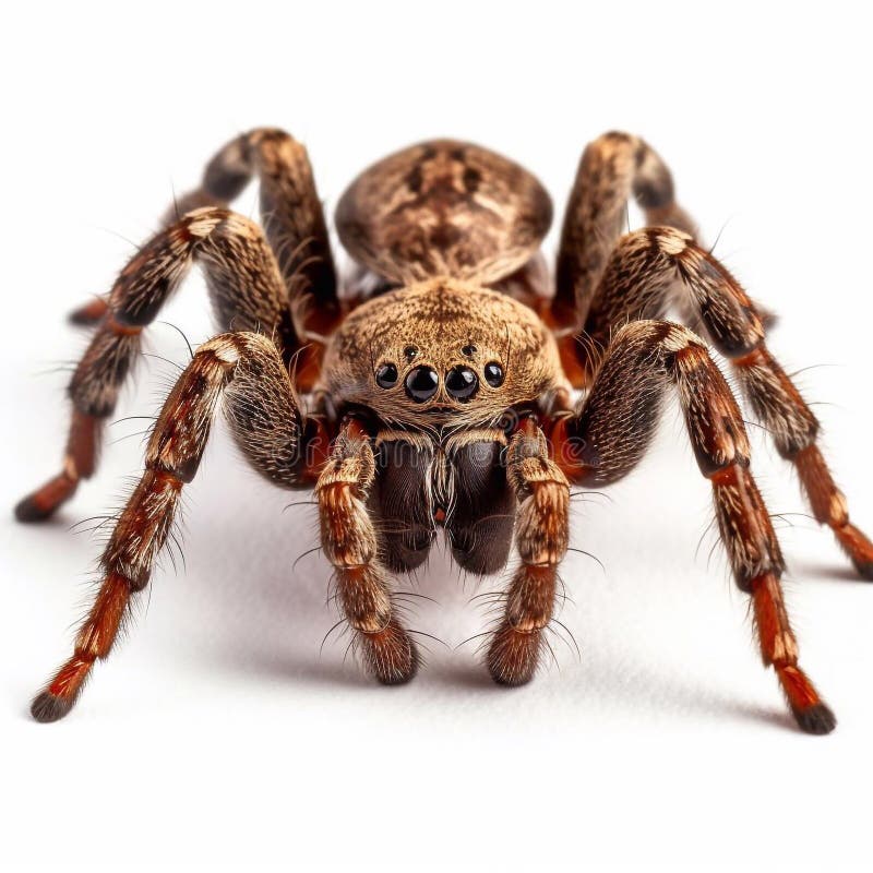 Spider Tarantula Closeup Isolated on White, Macro of a Living Insect ...