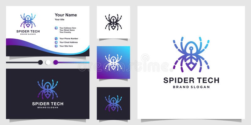 Tech spider logo template stock vector. Illustration of pictogram ...