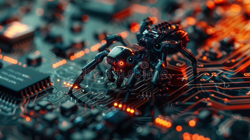 A Spider on Top of a Computer Board Stock Photo - Image of robot ...