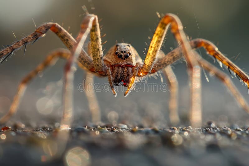 A Spider is Walking on the Ground with Its Legs Extended Stock Image ...