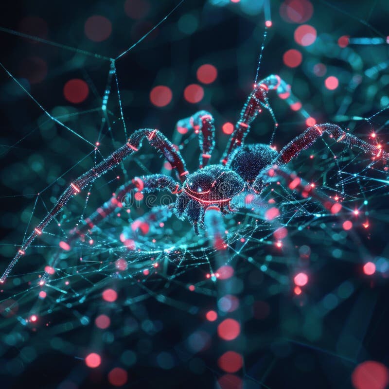 Spider Weaves a Digital Network Stock Image - Image of chemistry ...