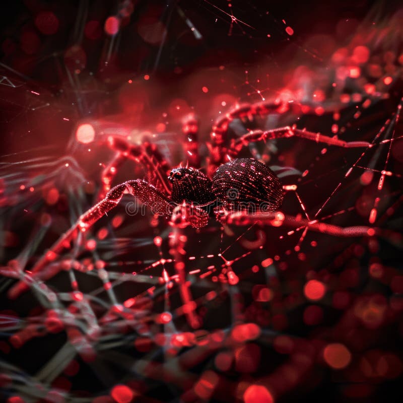 Spider Weaves a Digital Network Stock Photo - Image of intelligence ...