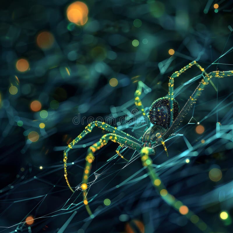 Spider Weaves a Digital Network Stock Illustration - Illustration of ...