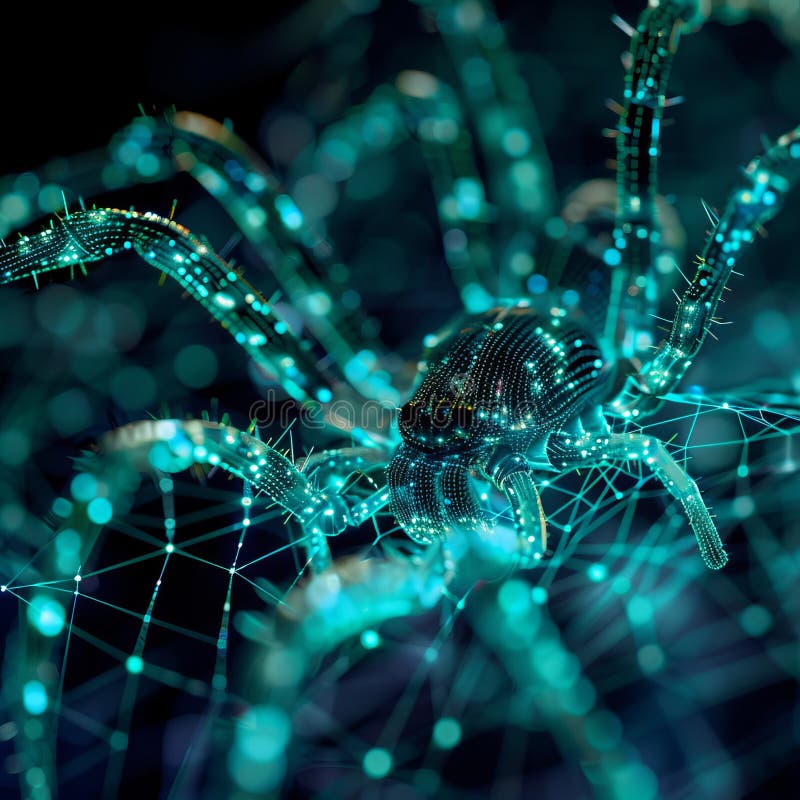 Spider Weaves a Digital Network Stock Photo - Image of connect, design ...