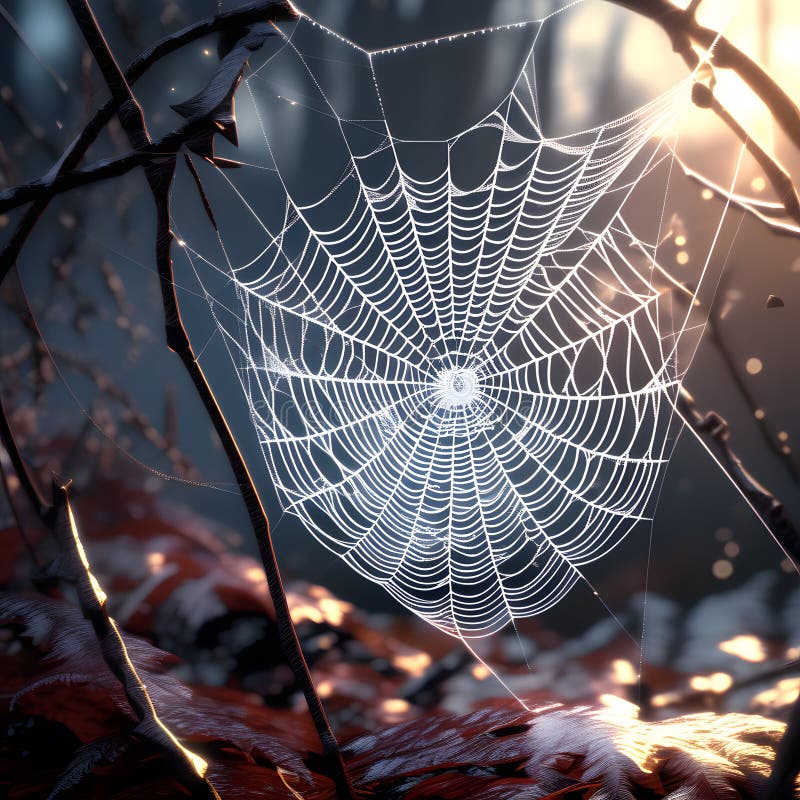Spider web, ai-generatet stock illustration. Illustration of fear ...