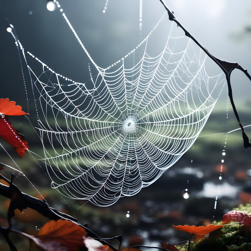 Spider web, ai-generatet stock illustration. Illustration of cobweb ...