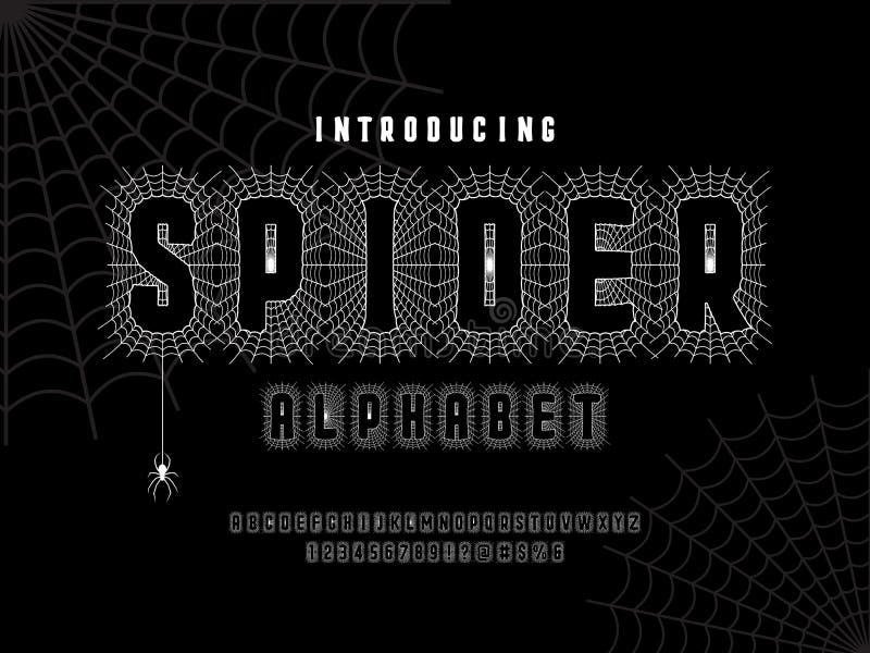 Spider web font stock image. Illustration of character - 259844837