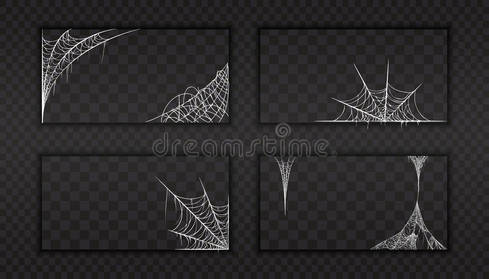 Spider Web Banners Template for Halloween. Realistic Spider Web Element ...