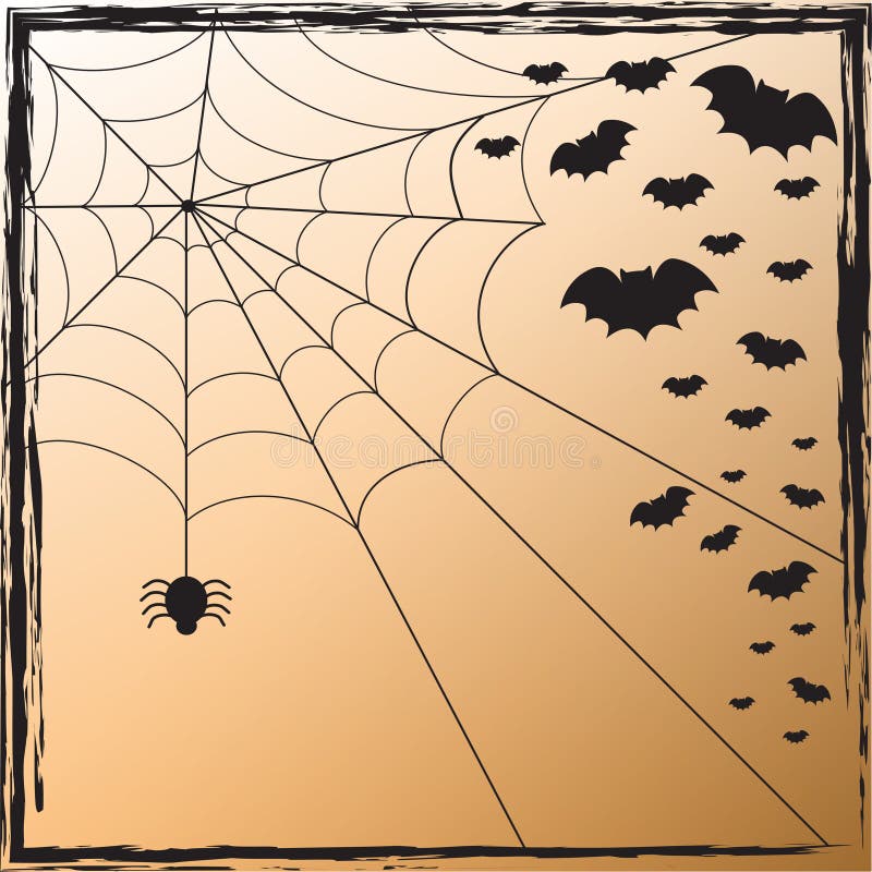 Spider Web and Bats stock vector. Illustration of moon - 20963478