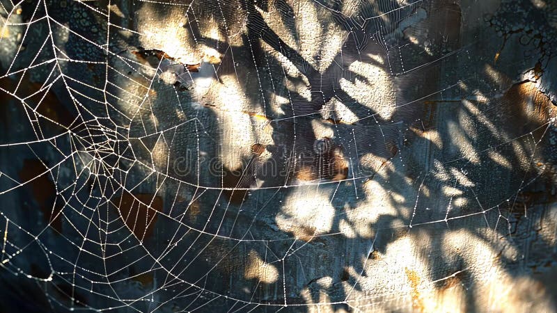 Eerie and Mysterious Scene with Spider Web is Cast in Shadow on Dark ...