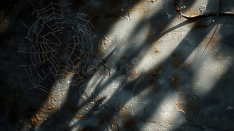 A Spider Web is Cast in Shadow on a Wall Stock Illustration ...