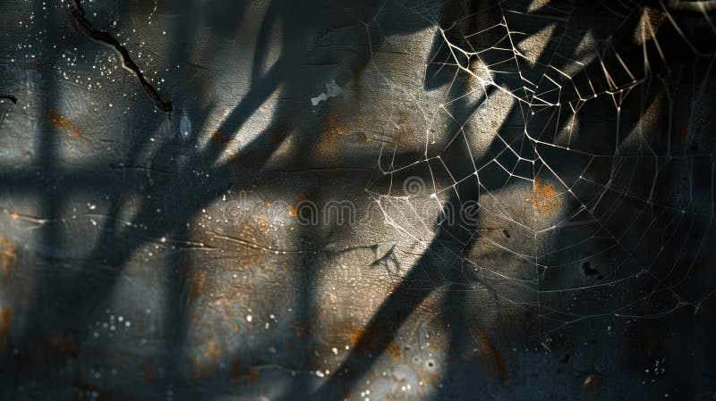 A Spider Web is Cast in Shadow on a Wall Stock Illustration ...