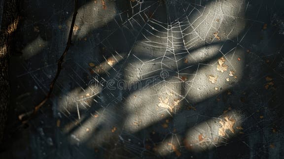 A Spider Web is Cast in Shadow on a Wall Stock Illustration ...