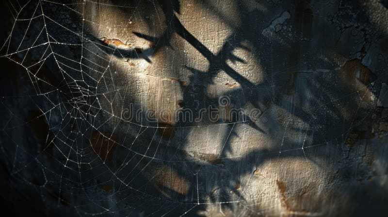 A Spider Web is Cast in Shadow on a Wall Stock Illustration ...
