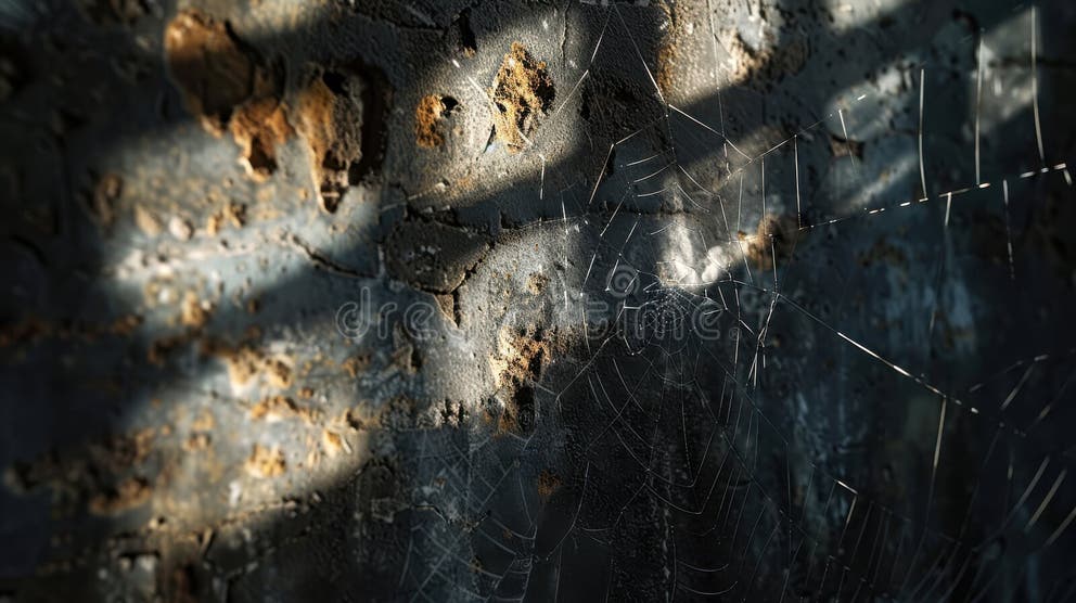 A Spider Web is Cast in Shadow on a Wall Stock Illustration ...