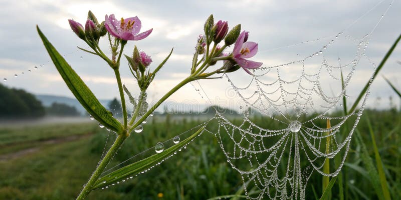 Spider Web on Centaury Blade Stock Illustration - Illustration of ...