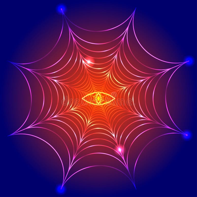 Spider Web, Cobweb with Fire Eye Stock Vector - Illustration of detail ...