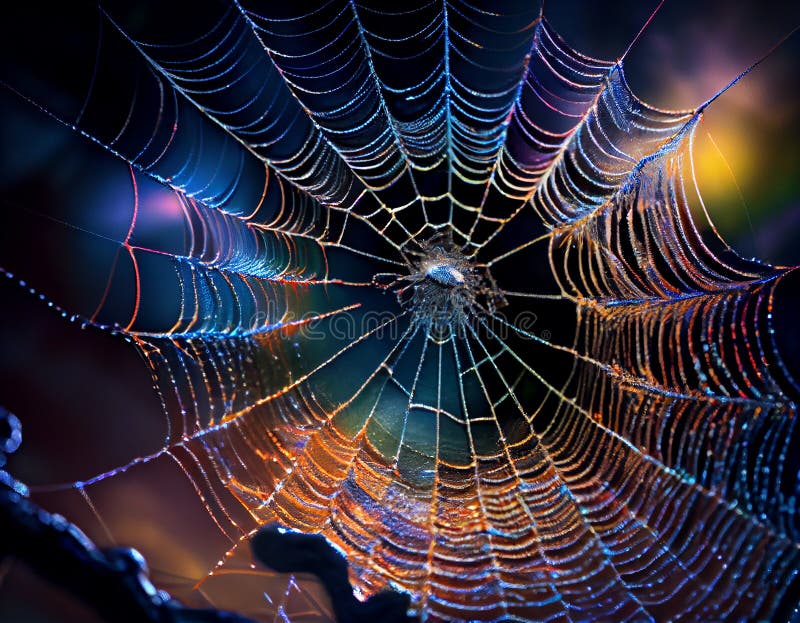 Spider Web Colorful, Generative AI Stock Illustration - Illustration of ...