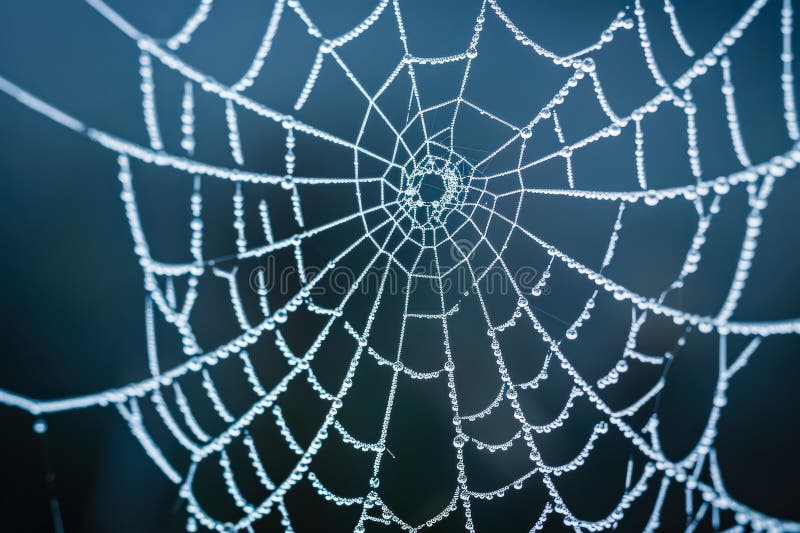 Spider Web is Covered in Ice and Snow. Stock Photo - Image of pattern ...