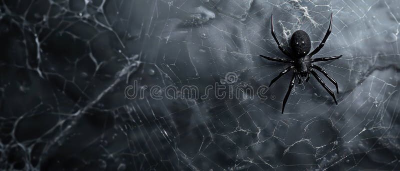 Spider Web with Creepy Spider, Matte Surface, Copy Space Stock Photo ...