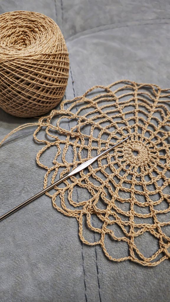 Spider Web Crochet Pattern for Napkins and Tablecloths. Handmade Stock ...