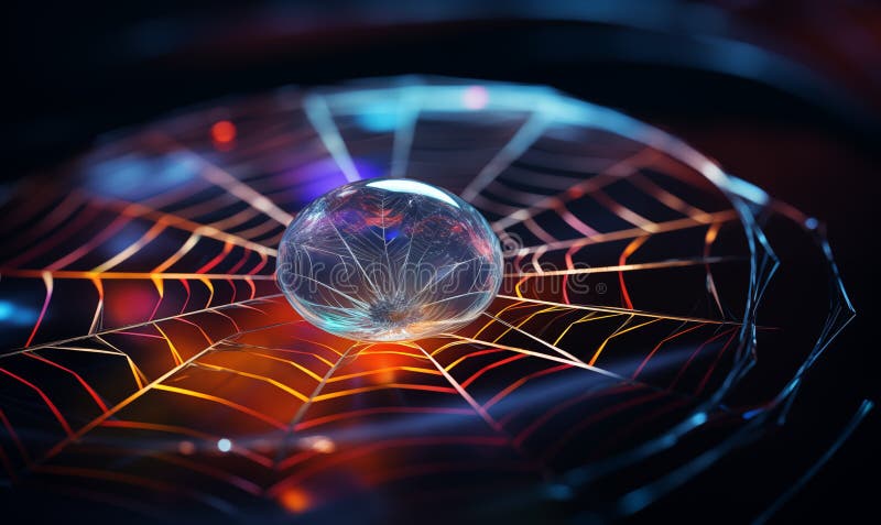 Spider Web and Crystal Ball, 3d Render, Computer Digital Image. Stock ...