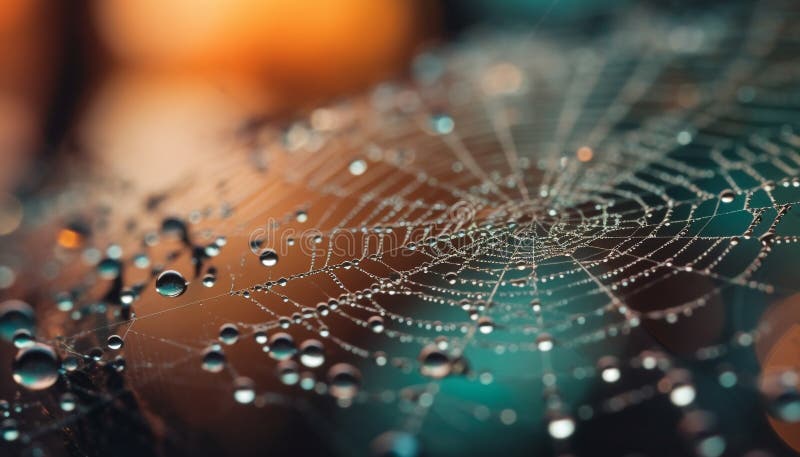 Spider Web Dew Drop Captures Autumn Freshness Generated By Ai Stock
