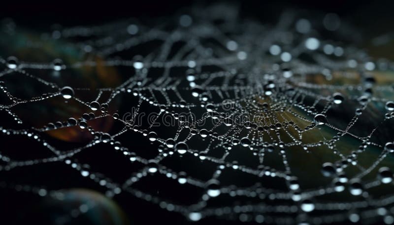 Spider Web Dew Drop Trap Captures Insect in Close Up Nature Generated ...