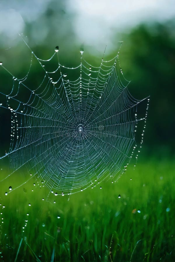 Spider Web with Dewdrops Minimalist Composition, Natural Textures Stock ...