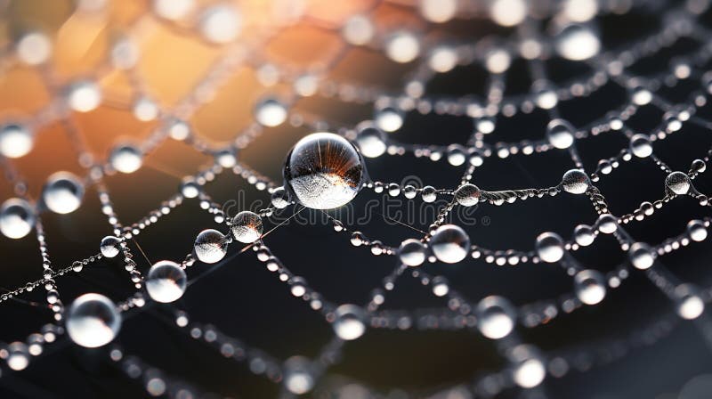Spider Web with Due Drops Generated by AI Tool Stock Illustration ...