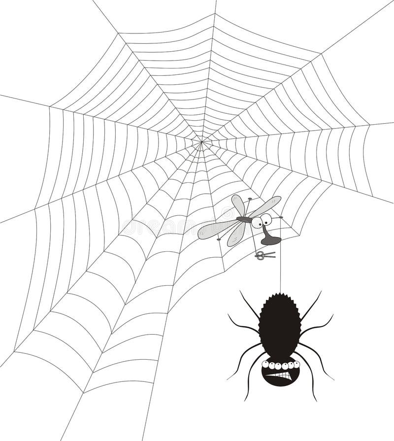 Spider web with fly stock illustration. Illustration of intelligence ...