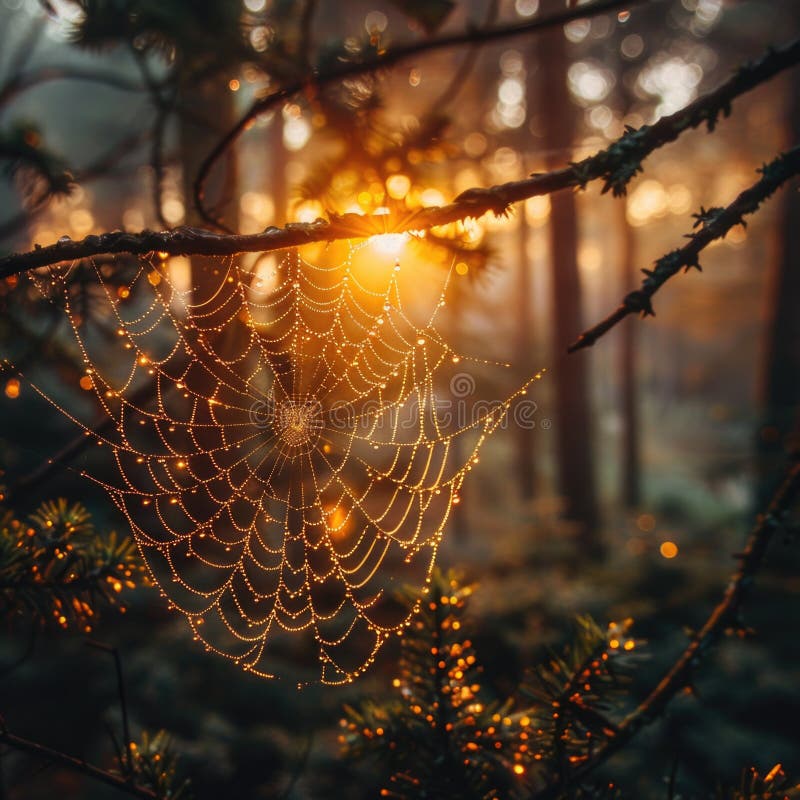 Spider Web Found in Dense Forest Stock Photo - Image of outdoors ...