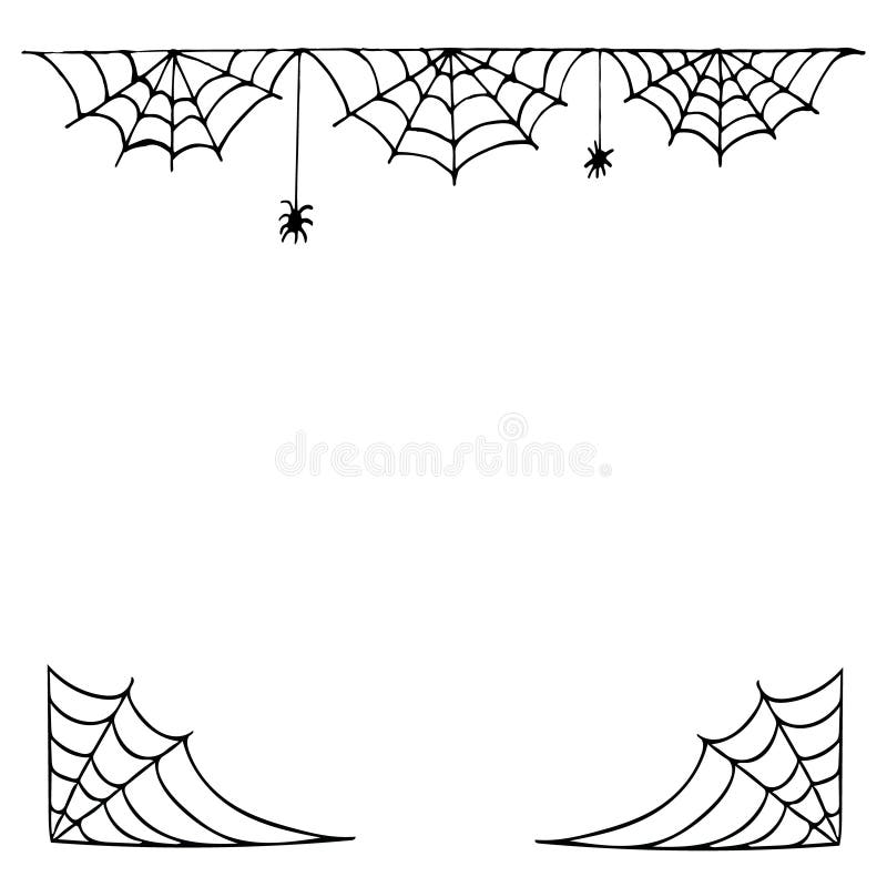 Spider Web Frame Border and Spiders Halloween Copy Space Place for Text ...