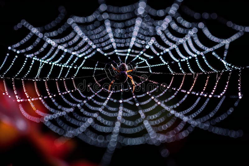 A Spider Web in Graphics on a Black Background with White Lines and ...