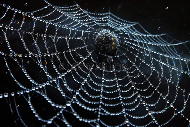 A Spider Web in Graphics on a Black Background with White Lines and ...