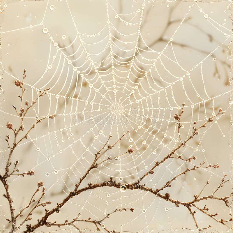 A Spider Web is Hanging from a Tree Branch Stock Image - Image of ...