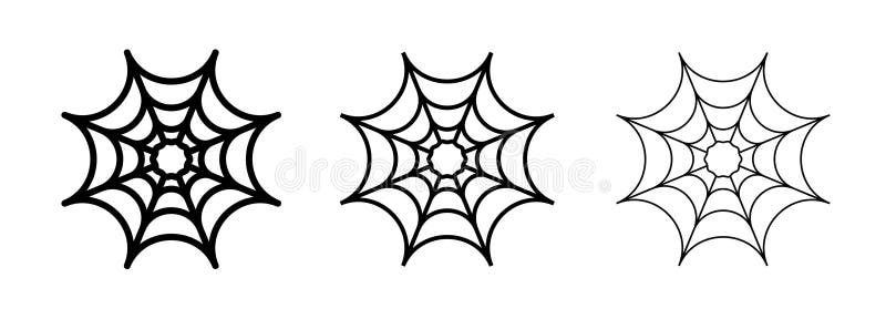 Spider Web Icon Set. Halloween Cobweb Pattern Vector Symbol in a Black ...