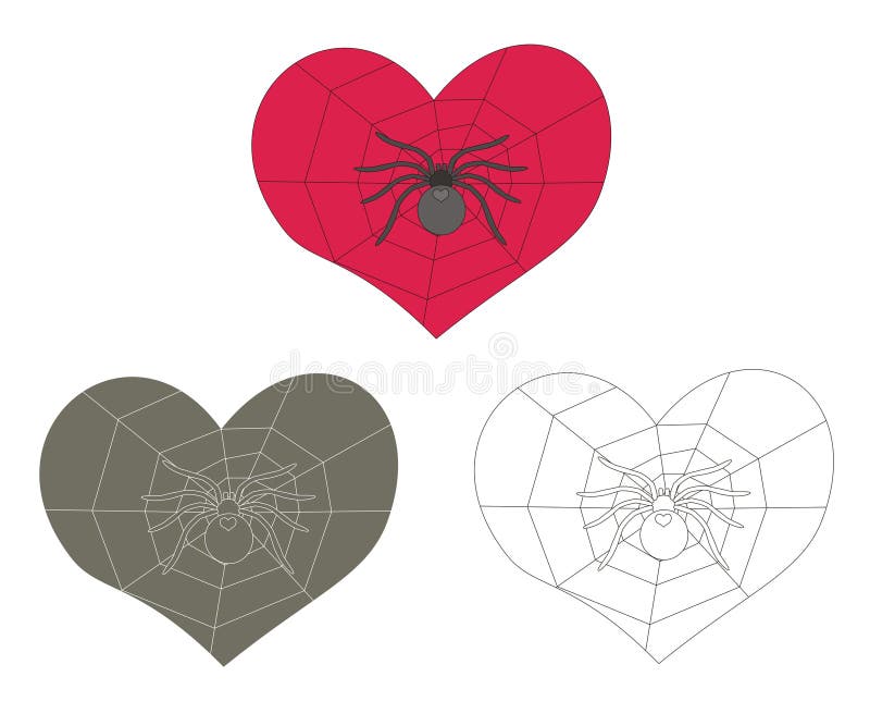 Spider and Web Inside Heart Stock Vector - Illustration of decor ...