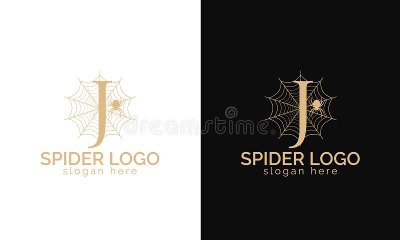 Spider Web Letter J Logo Design Template Stock Illustration ...