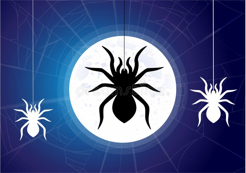Spider Web on the Moon and Blue Background. Vector Illustration Design ...