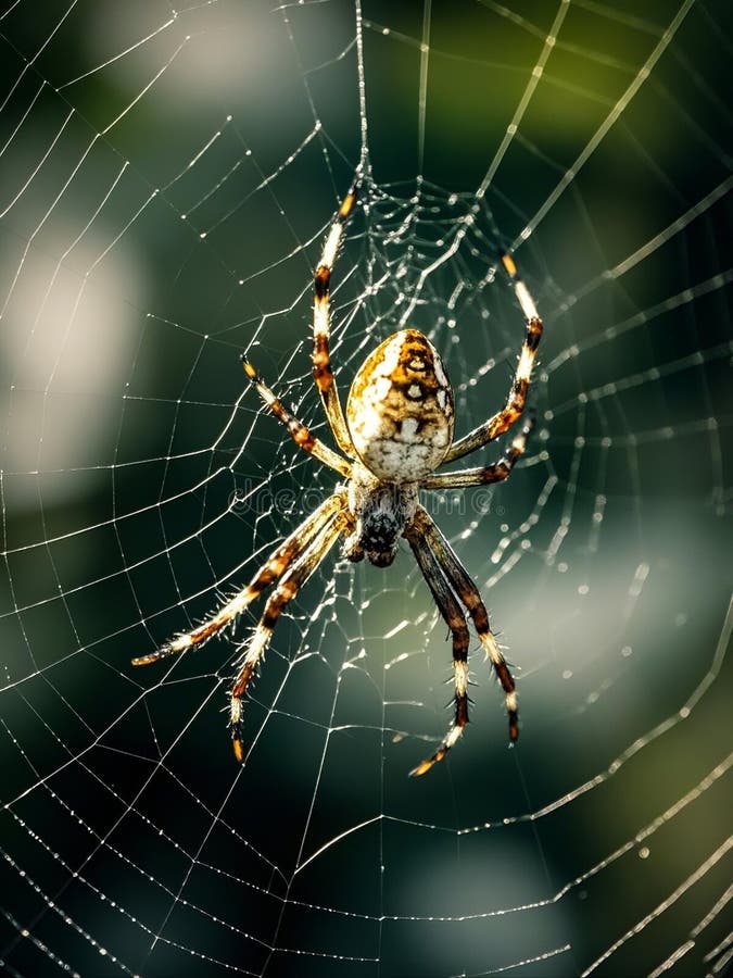 Spider and the Web in the Nature Place Stock Illustration ...